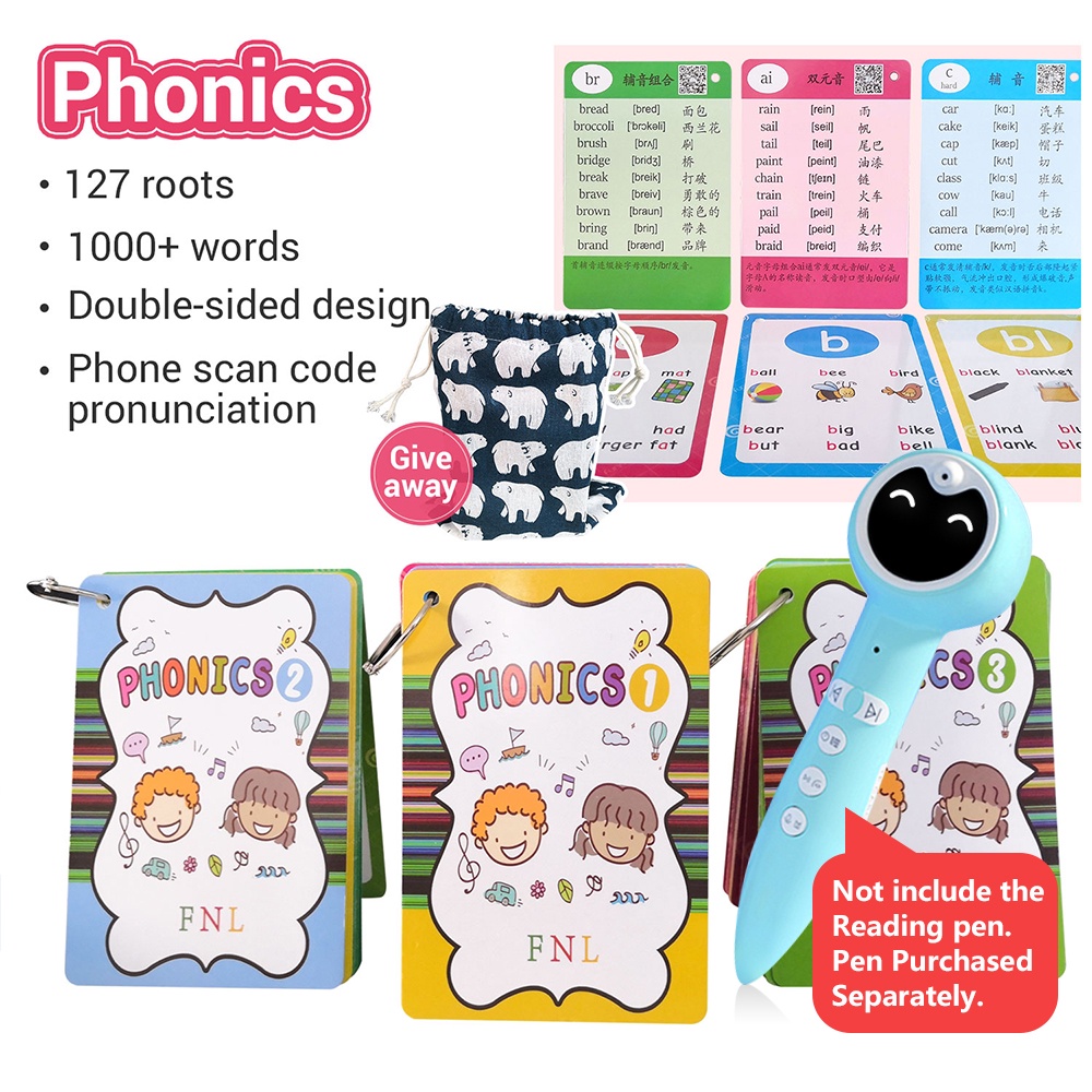 129PCS/set English Phonic Learning Words Cards Toys Kid Gift Teaching ...