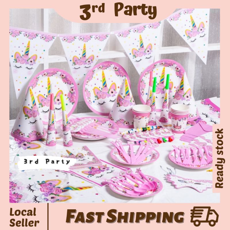 Unicorn Theme Birthday Party Decoration Set Disposable Tableware ...