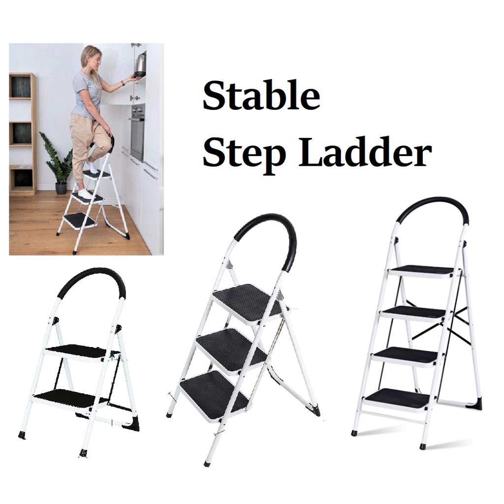 Wide Step Ladder / 2 / 3 / 4 Steps / Tier / Display Shelf / Foldable ...