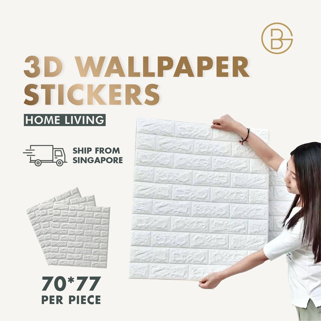 70X77 3D WallPaper Brick Wall Stickers | PE Foam Waterproof Self ...