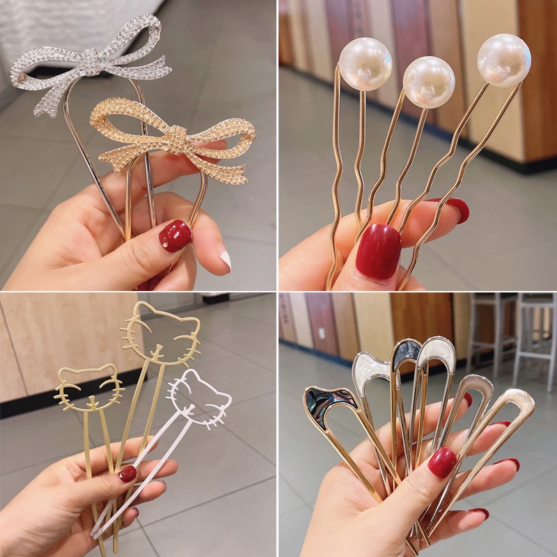 Japanese-korean Minimalistic Metal Hair Bundle Hairpin Large U-shaped ...
