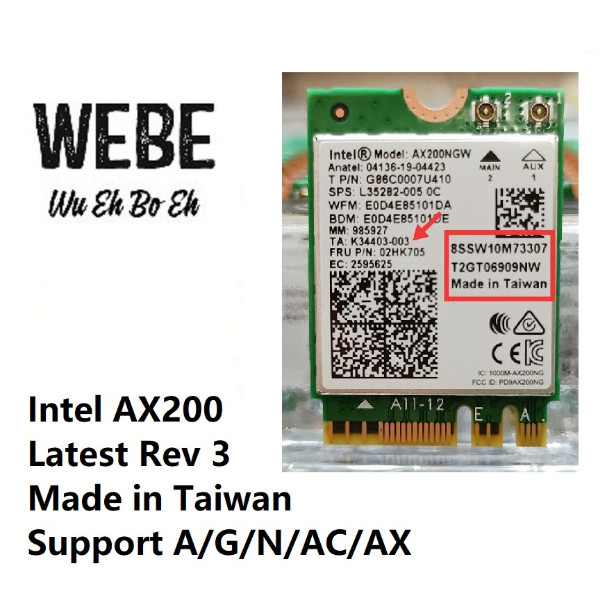 [SG Seller] Intel AX200 Rev 3 Latest Wifi 6 card 2.4Ghz 5Ghz A/G/N/AC ...
