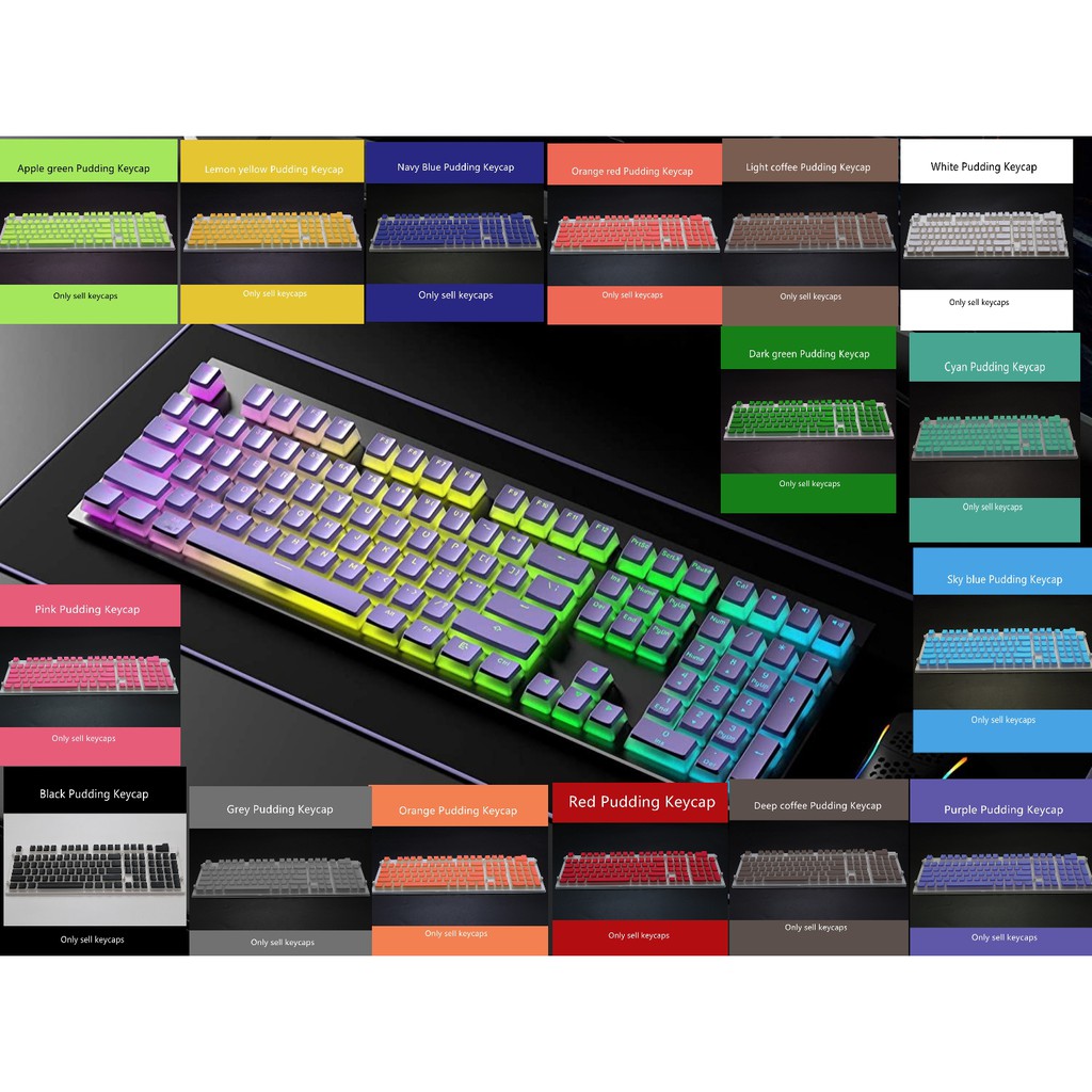Pudding 16 colors Keycaps 108 Keys OEM Profile PBT Backlight Keycaps ...