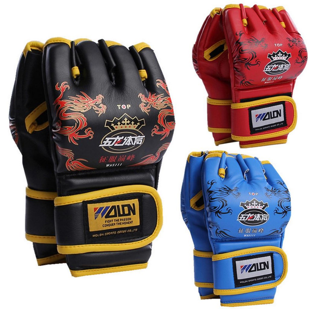 Dragon Power Half Fingers MMA Gloves Boxing Sanda Fight/Muay Thai/Boxeo ...