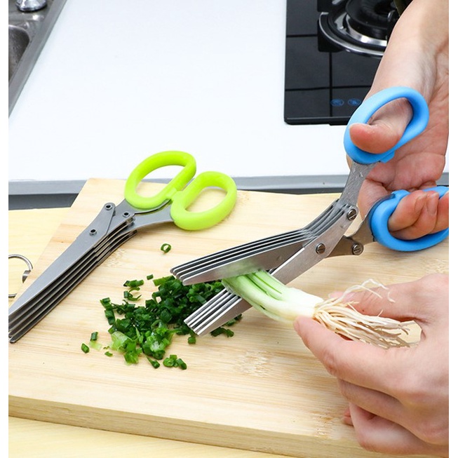 Multilayer Scissors Scallion Cutter Stainless Steel 5 Blade Multi ...