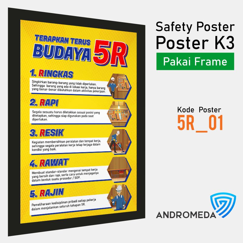 Safety Poster K3 : Apply Continuous Culture 5R + Frame | Shopee Singapore
