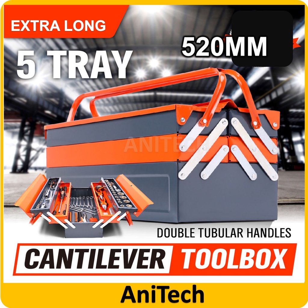 [USA DESIGN] Extra Long 3 Layer Metal Toolbox Tool Box Metal Cantilever ...