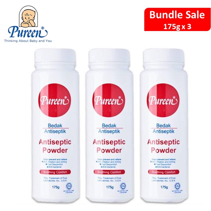 Pureen Antiseptic Powder 175g x 3 bottles BUNDLE SALE | Shopee Singapore