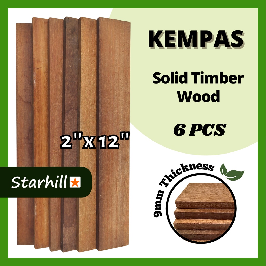 6 PCS Kempas 2"x12" Solid Timber Wood for Flooring Parquet Staircase ...
