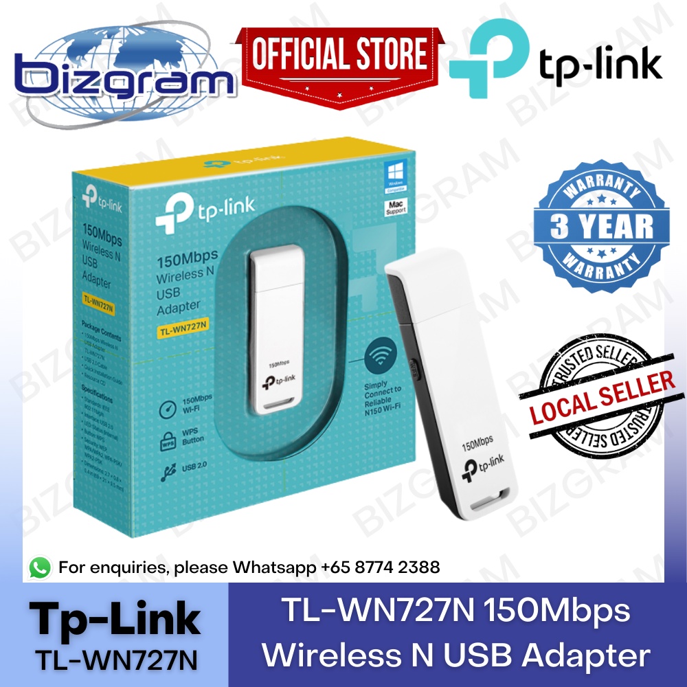 Tp-Link TL-WN727N 150Mbps Wireless N USB Adapter (3-Year SG Warranty ...