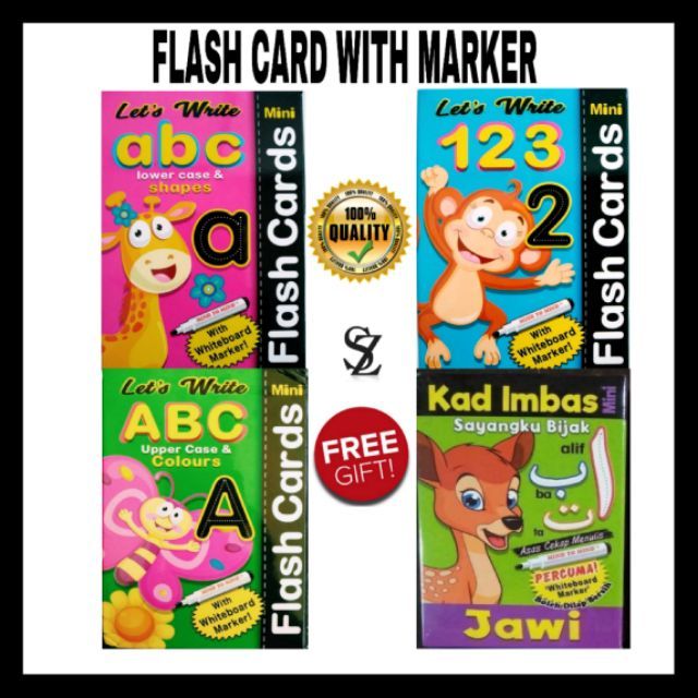 FLASH CARD KAD IMBAS JAWI, alphabet UPPER CASE LOWER CASE ABC ANIMALS ...