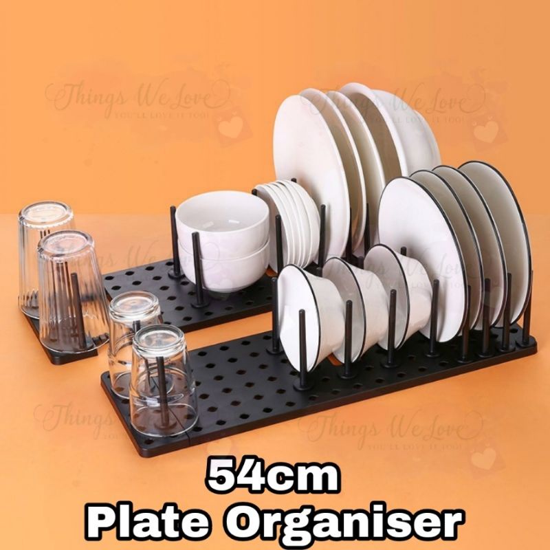 [SG SELLER] Extendable Plate Organiser Rack Shelf Bowl Dish Stand ...