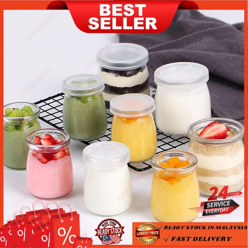 READY STOCK 200ml Pudding Jar Jelly Glass Yogurt Dessert Jar Oat Glass ...
