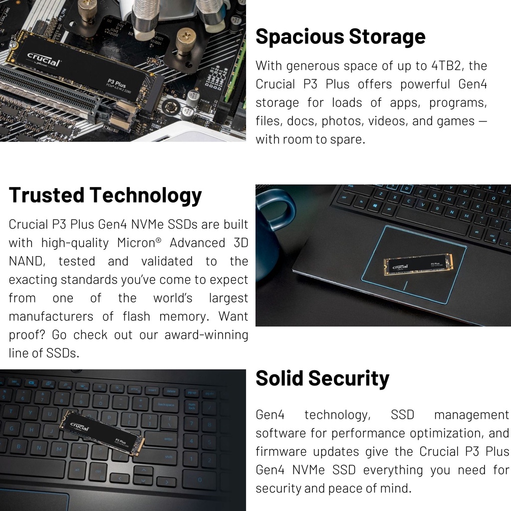 Crucial P3 Plus PCIe® 4.0 3D NAND NVMe M.2 SSD - CTXXXP3PSSD8 | Shopee ...