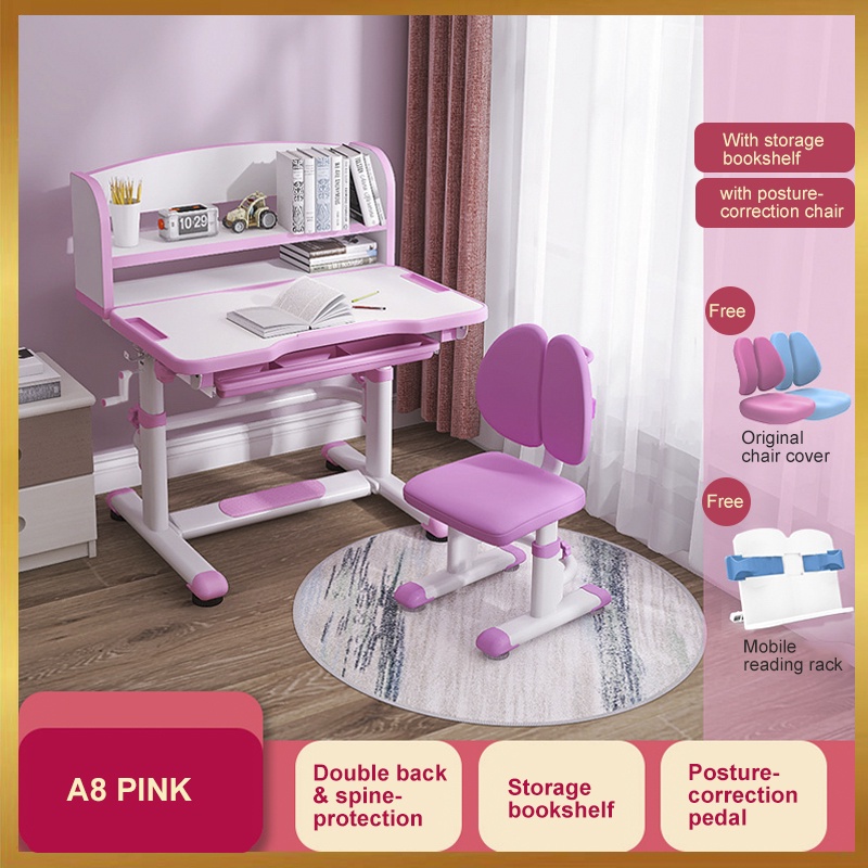 Kids Functional Desk and Chair Set, Kids Table Height Adjustable ...