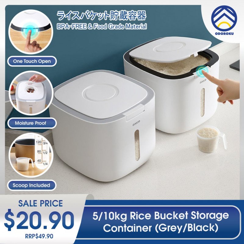 ODOROKU 5/10KG Rice Storage Container with Measuring Cup Rice Dispenser ...