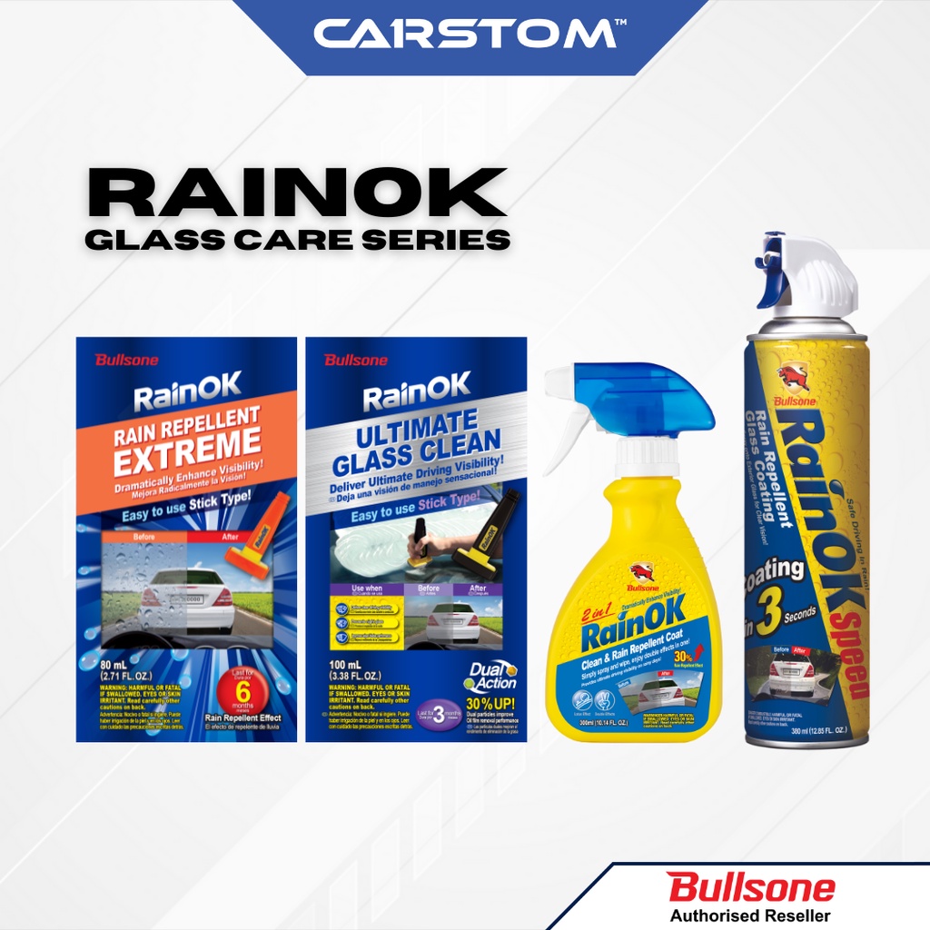 Bullsone Water Repellant RainOK Series Speed Spray clean and coat glass ...