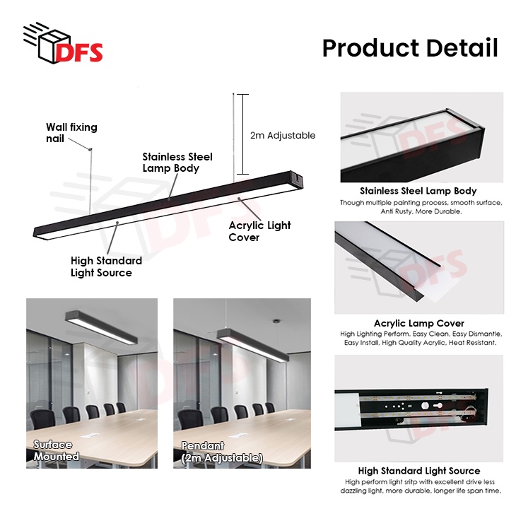 DFS LED Light Led Haning Light/ Office Light/ Long Ceiling Light ...