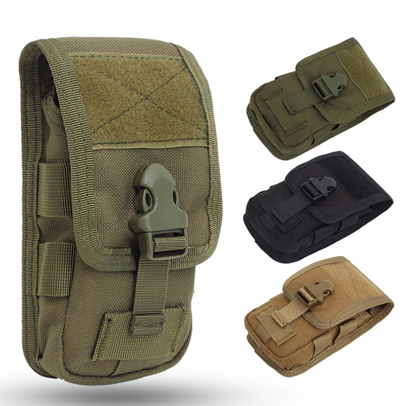 Double Layer Tactical Phone Pouch Bag Belt Nylon Waterproof Molle ...