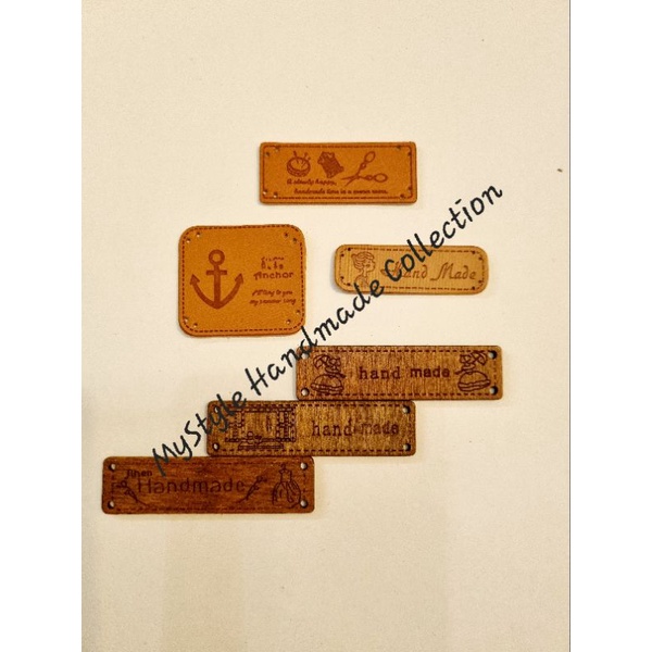 🇸🇬SG🇸🇬 [MyStyle] PU Leather / Wood Handmade Label DIY Set of 5/pack ...