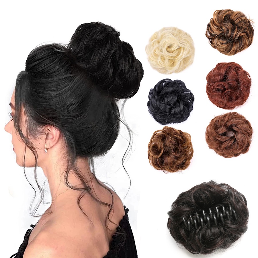 Messy Bun Elastic/ Claw Clip in Curly Chignon Hair HairPiece for Women ...