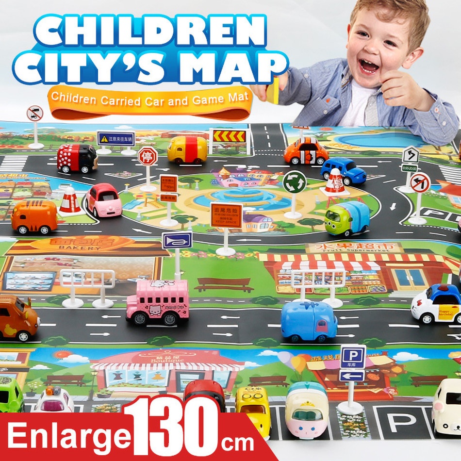 100*130cm Baby Kids PlayMat Children Thin Traffic Map Boy Girl Toy Mats ...