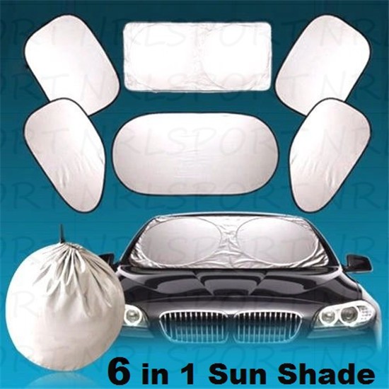 6 in 1 Car Sunshade Magic Shade Platinum Sunshade UV and SUN protection ...