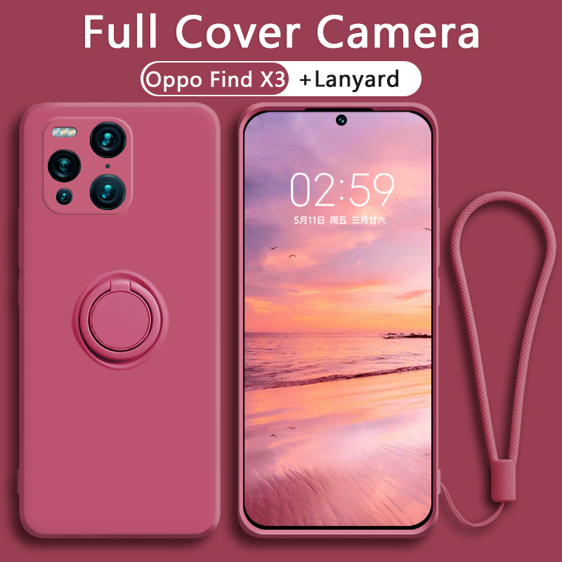 Luxury Oppo Find X3 Case X3 Pro Lite Neo 5G Liquid Silicone Stand Full ...