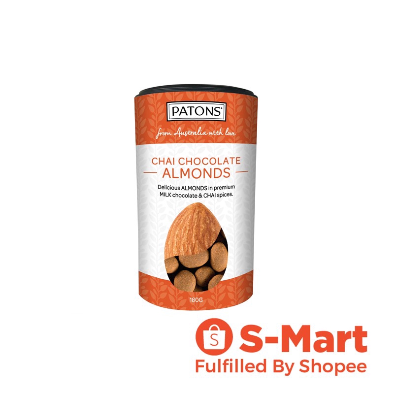 Patons Milk Chocolate Chai Almonds Canister 1x180g - Ole Ole | Shopee ...