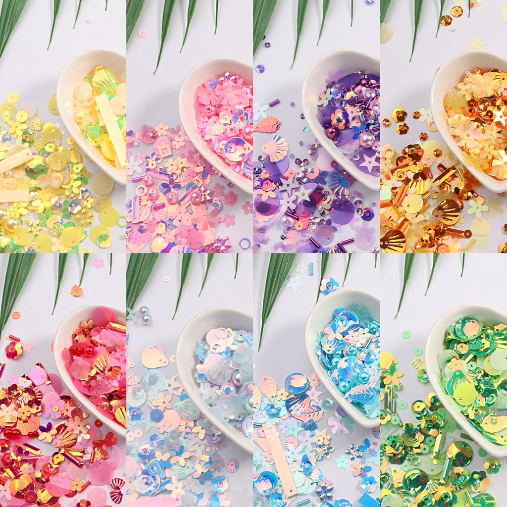 DIY Sequin For Craft Mix Star Flower Shell Leaf Shapes Sequins Pearls ...