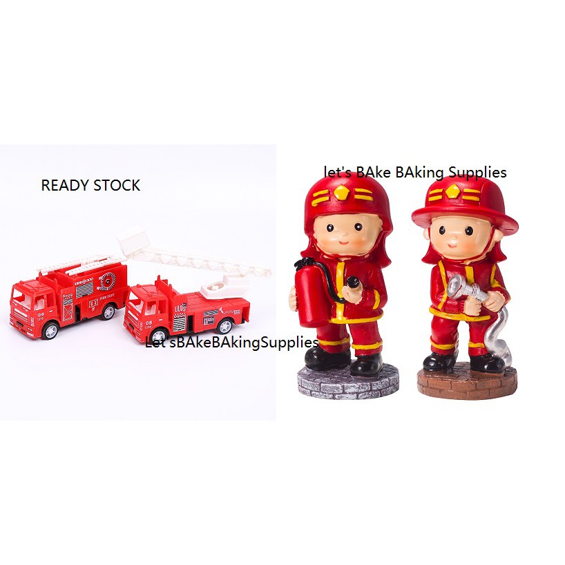 Fireman cake decoration firetruck cake topper toy firetruck car fireman ...