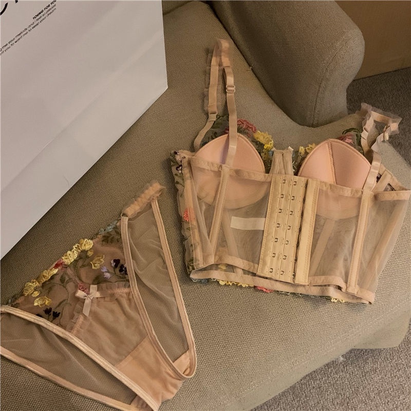 Woman Bra French Sexy Lace Fishbone Bra Embroidery Body Sculpting ...