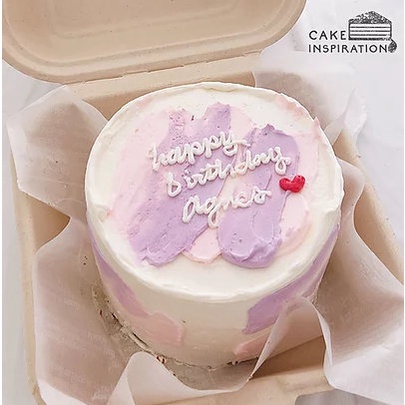 [ Cakeinspiration ] Pastel Pink & Purple Stroke Round Bento Cake (R25 ...