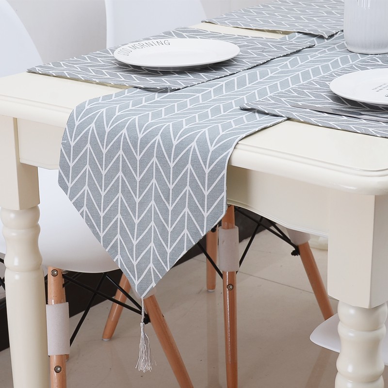 Nordic Style Linen Geometric Arrow Table Runner Placemat Table Flag ...