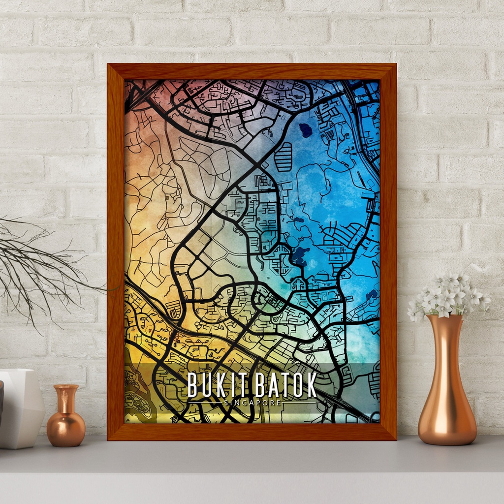 Singapore City Bukit Batok Map Contemporary Art Decor Poster | Shopee ...