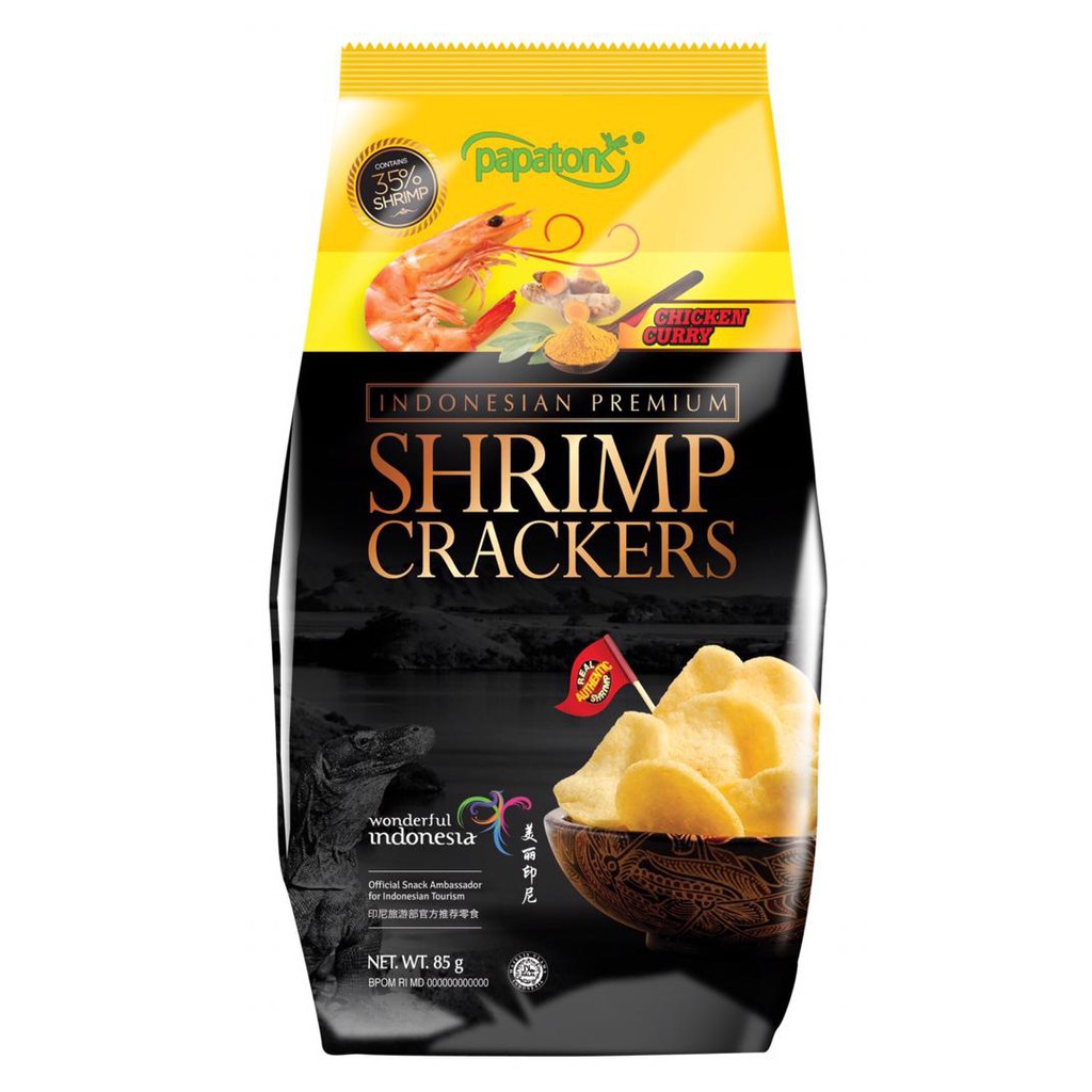 papatonk Indonesia Premium Shrimp Crackers Original - 85g / Curry - 85g ...