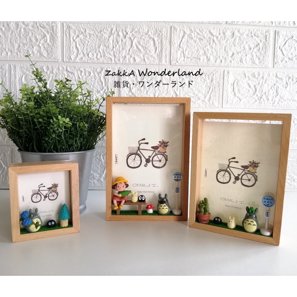 🌿 Totoro Miniature Art Deco Wooden Photo Frame Couple Display Picture ...
