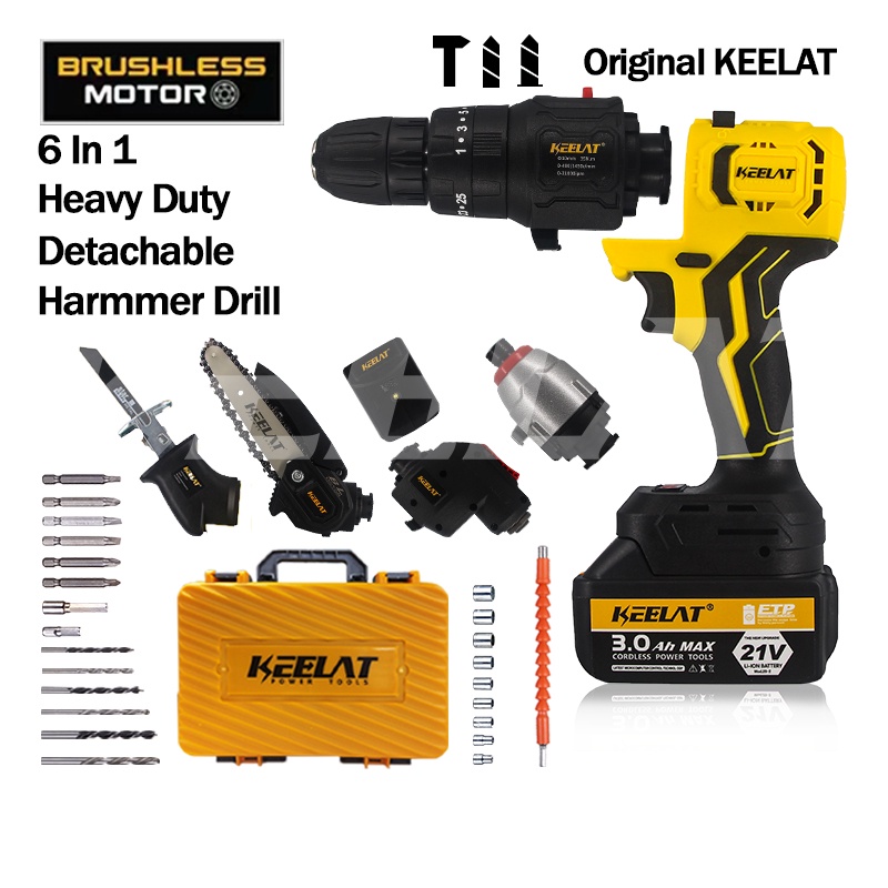 KEELAT Cordless Impact Harmmer Drill Wrench Gun Reciprocating Chain Saw ...