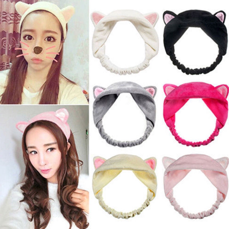Cute Cat Ears Headbands for Girls Makeup Face Washing Headband Hairdo ...