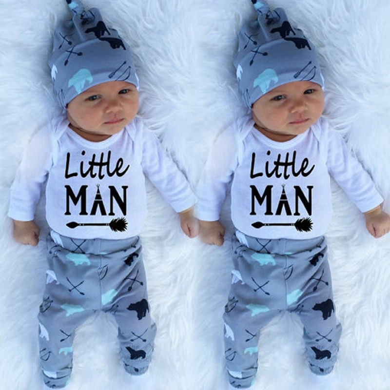 babybaby Cute Newborn Infant Baby Boy Girl Romper Tops+Pants+Hat 3PCS Outfits | Shopee Singapore