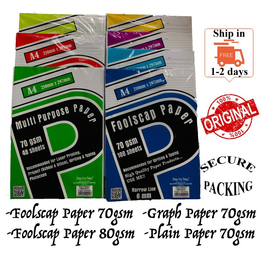FOOLSCAP PAPER/ GRAPH PAPER/ PLAIN PAPER / SINGLE LINE PAPER (70GSM ...