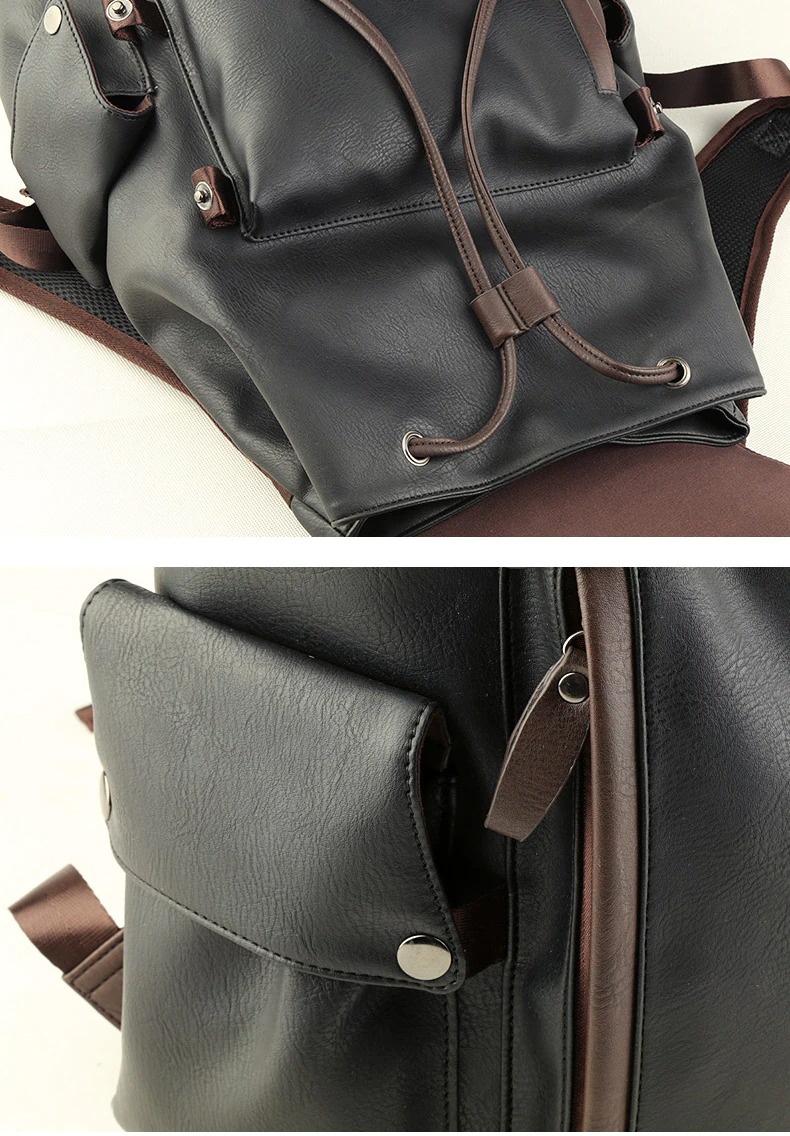 P&D Men Backpack 25L PU Leather Waterproof Bagpack Fashion Travel Bag ...