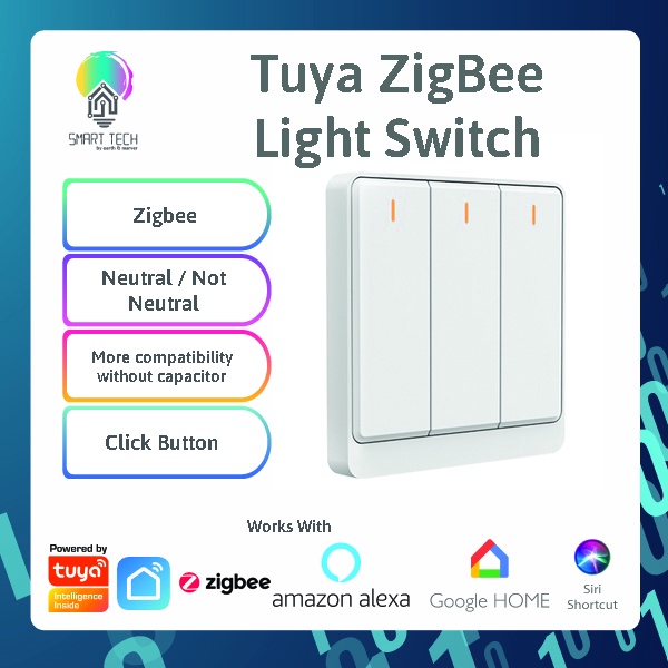 🇸🇬 SMART TECH® Tuya Zigbee Smart Switch No Neutral Wire No Capacitor Needed -2-Ways Setting ...