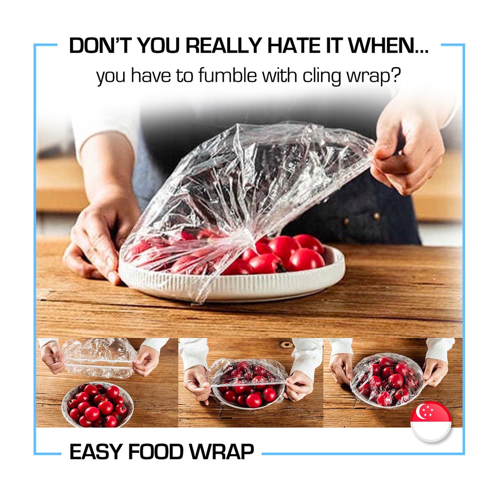 [SG]100 Pieces Disposable Easy Plastic Food Wrap, Storage Covers For ...