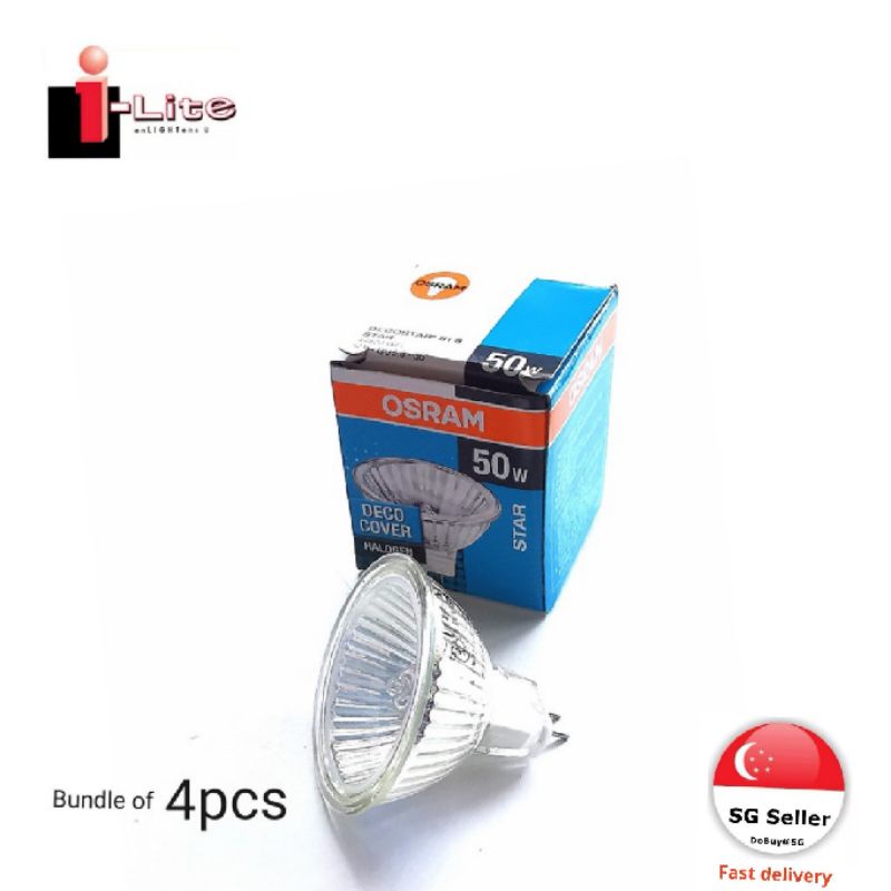 [4pcs ] HALOGEN BULB MR16 OSRAM 12V.GU5.3 50W DECOSTAR. | Shopee Singapore
