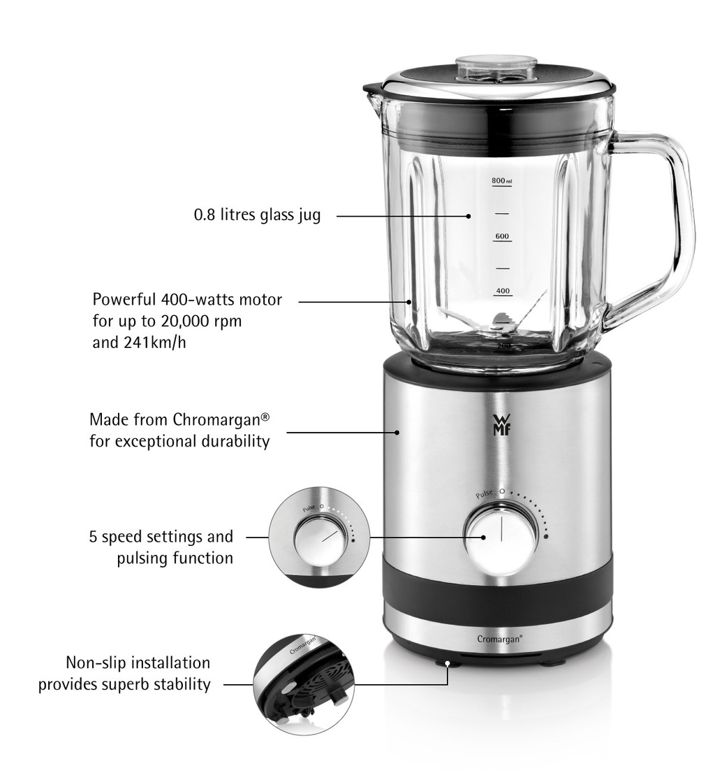 WMF KITCHENminis Blender Black 400W 0.8Liters 3KG Cromargan | Shopee ...