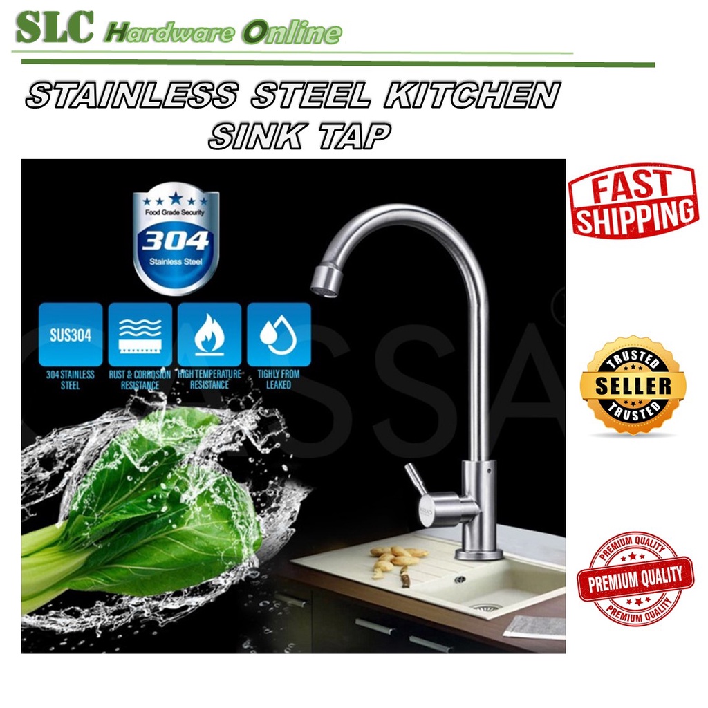 SUS 304 Stainless Steel Kitchen Basin Sink Tap Faucet / Kepala Paip ...