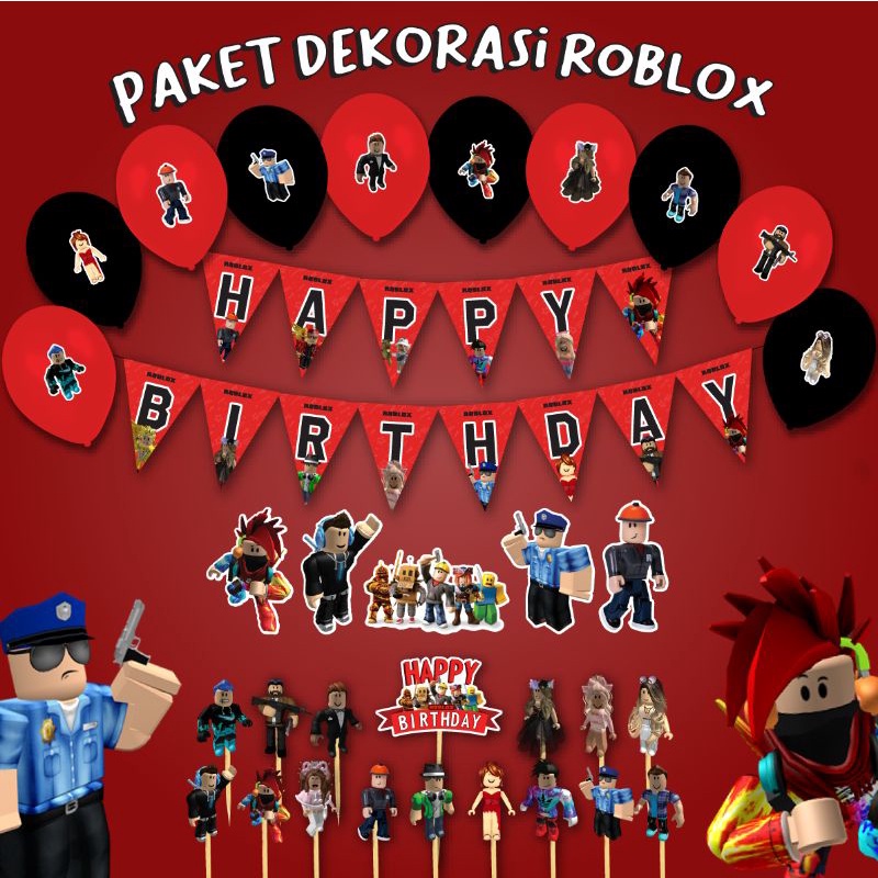 HIASAN DINDING Birthday Decoration Package ROBLOX BANNER ROBLOX HBD ...
