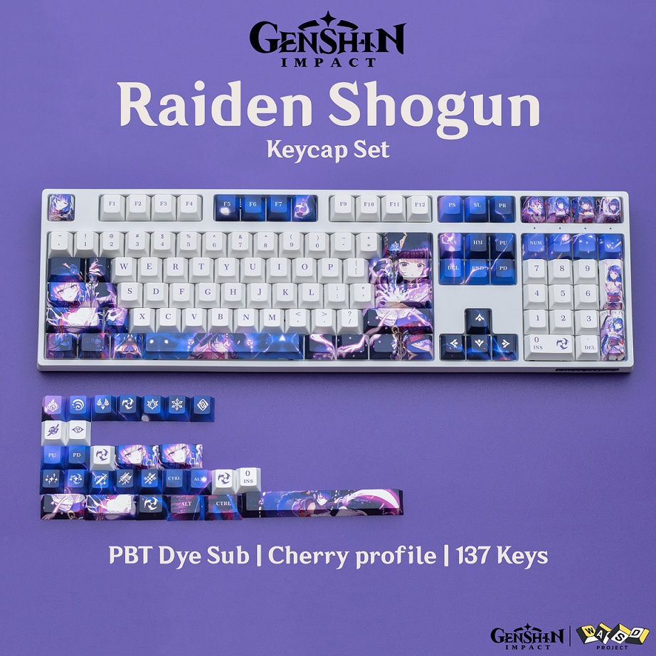 Genshin Impact Raiden Shogun Keycap Set | Pbt Dye Sub | Cherry Profile | 137 Keys | Shopee Singapore