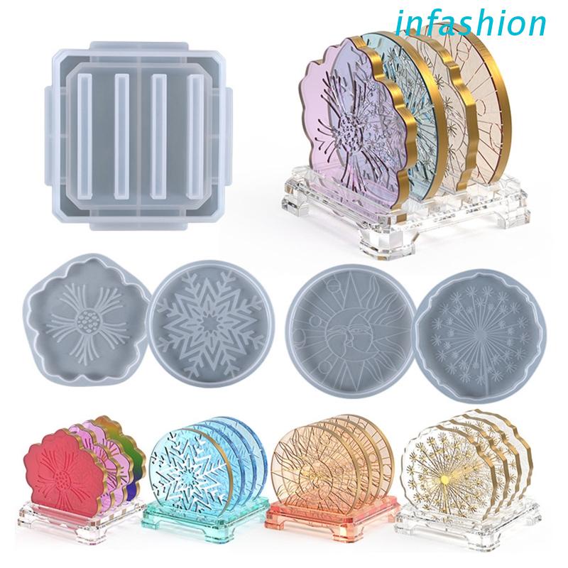 INF Irregular Flower Pattern Coaster UV Crystal Epoxy Resin Mold DIY ...